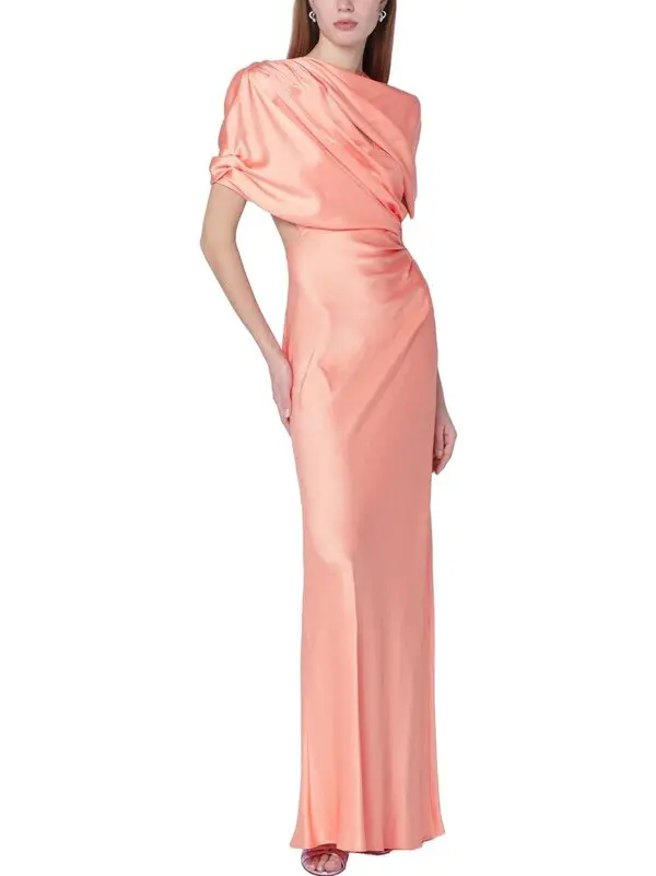 Stella McCartney Ruched Satin Maxi Dress - Pink