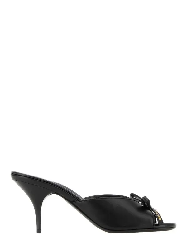 Miu Miu Heeled Sandal With Bow Detailing - Black