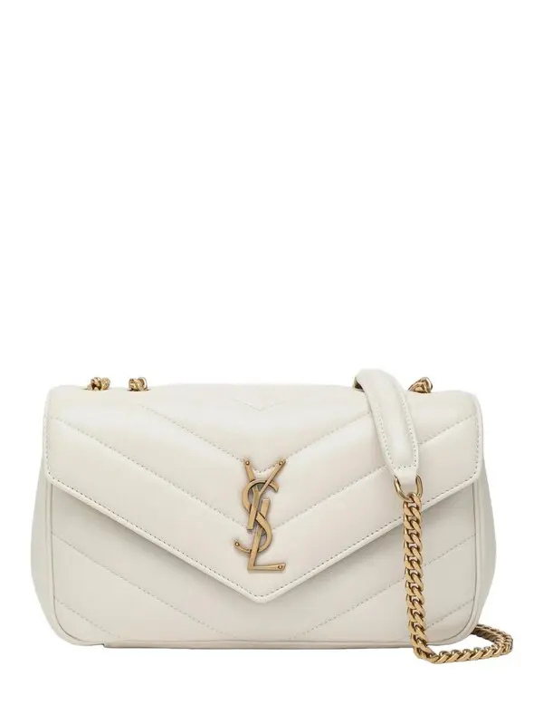 Saint Laurent Small Loulou Bag In White Leather - Cream
