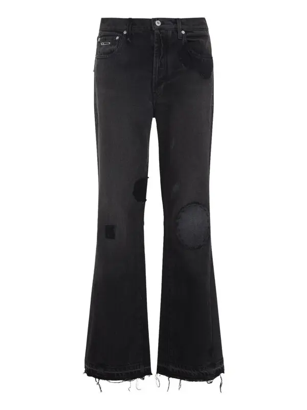 GALLERY DEPT. Cotton Flared Jeans With Fringed Hem - Black
