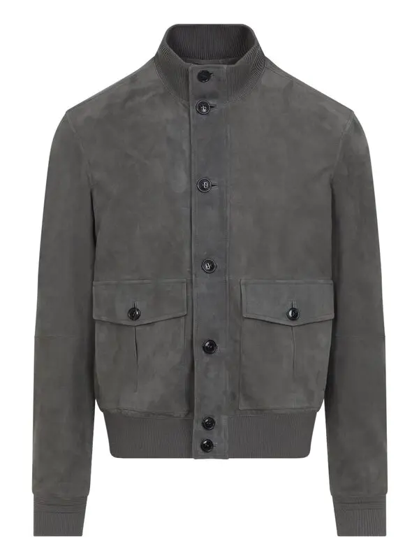 Zegna Leather Blouson Jacket - Gray
