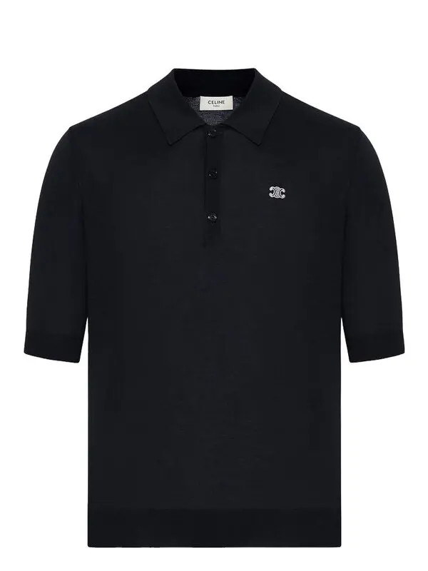 Celine Cotton Polo With Triomphe Logo - Blue