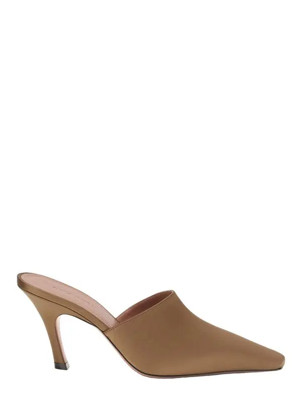 Amina Muaddi Jamie Pointed Toe Mules - Brown