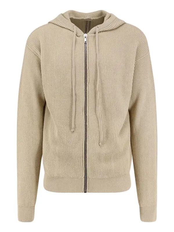 Rick Owens Virgin Wool Zip-up Hooded Cardigan - Cream
