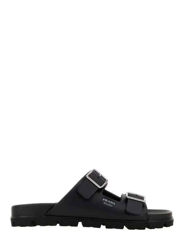 Prada Buckled Heeled Sandals - Black