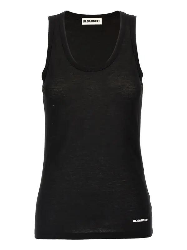 JIL SANDER Logo Cotton Top - Black