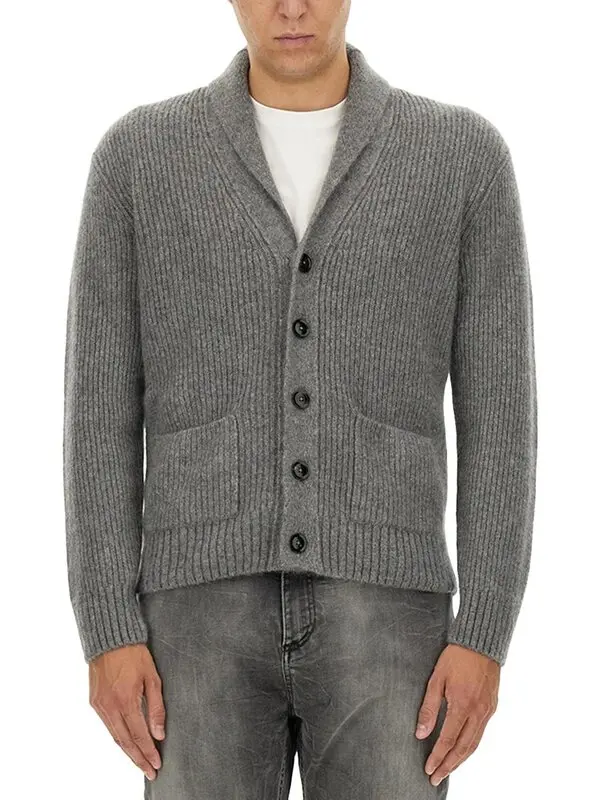 TOM FORD Shawl Collar Cardigan In Cashmere And Silk - Gray