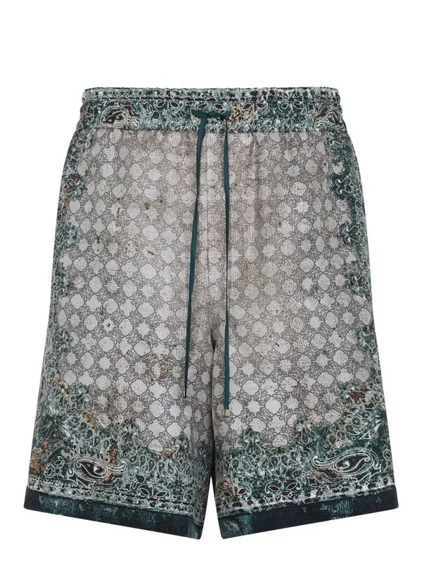 Amiri Multicolor Silk Printed Bandana Bermuda Shorts - Green