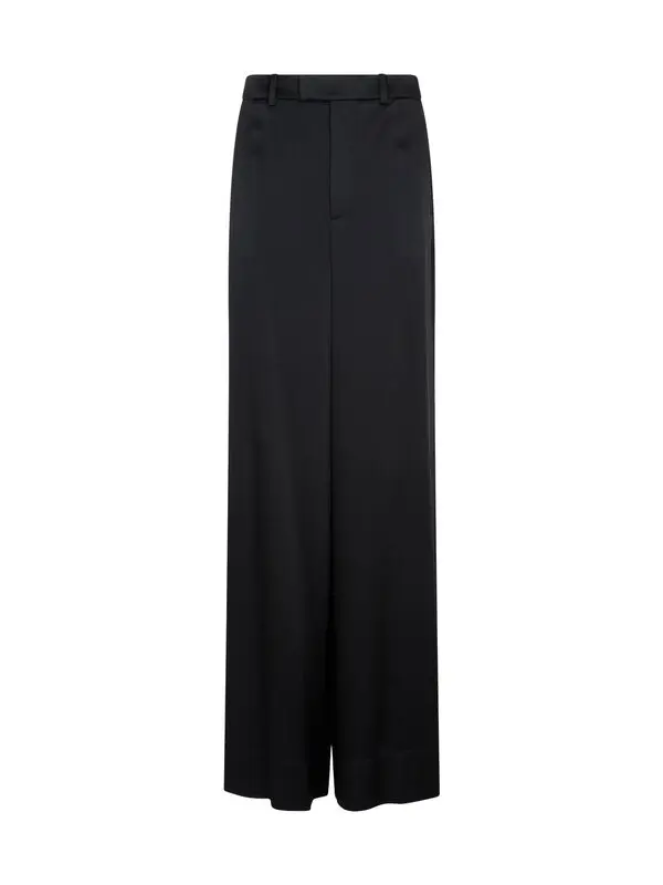 Saint Laurent Acetate Blend Loose Fit Wide Leg Pants - Black