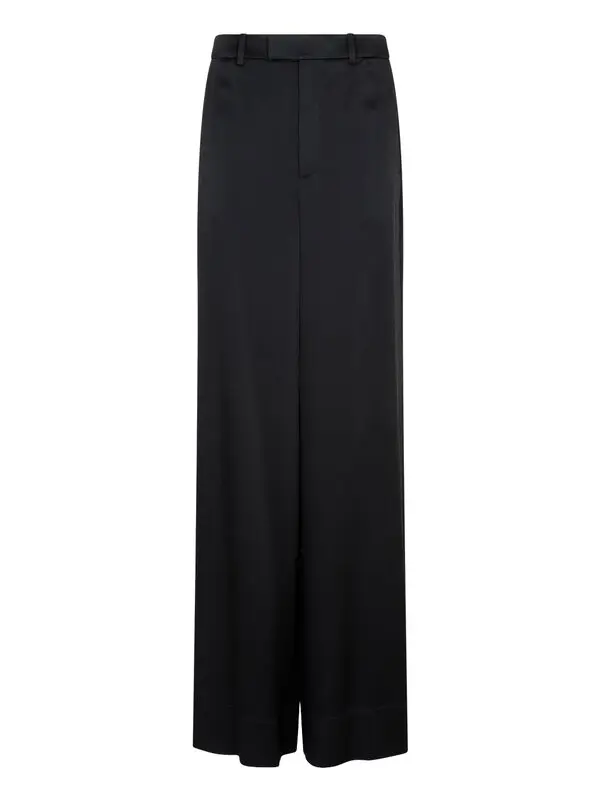 Saint Laurent Acetate Blend Loose Fit Wide Leg Pants - Black