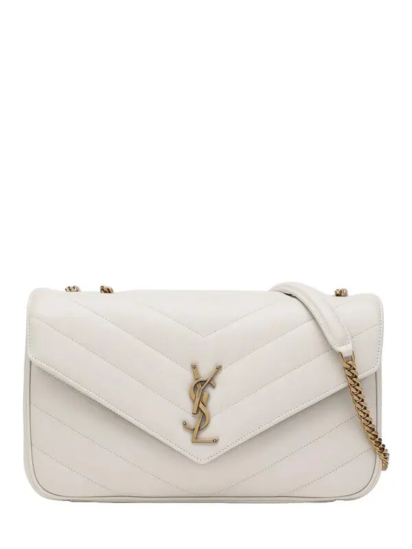 Saint Laurent Medium Loulou Bag In Leather - Cream