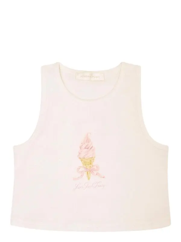 LoveShackFancy Bow & Ice Cream Graphic Tank - Shimmering Vanilla