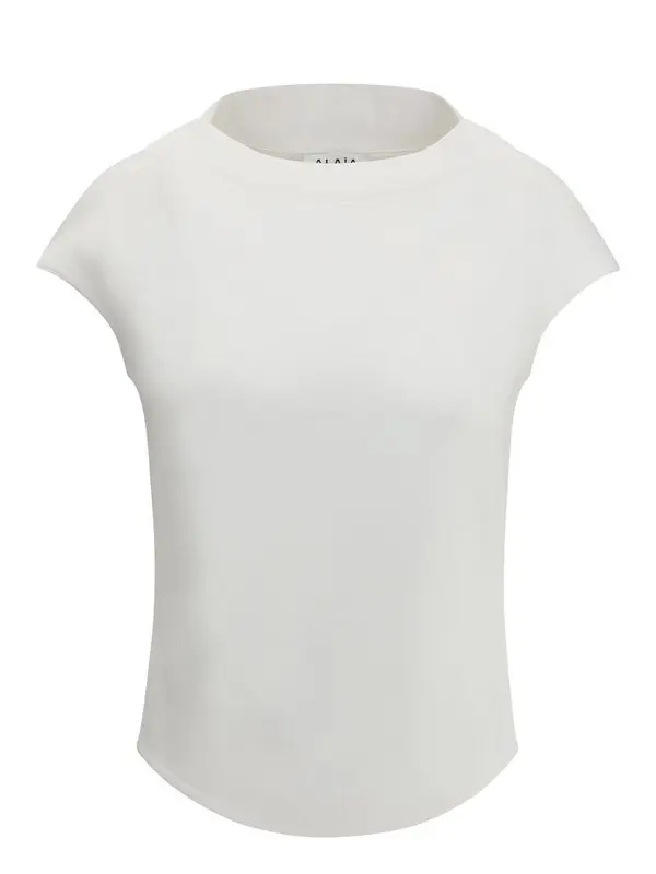 Alaïa Boat Neckline Top With Cap Sleeves - White