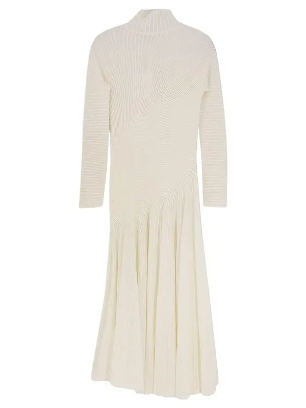Alaïa Long Sleeve High-neck Wool Dress - Multicolor
