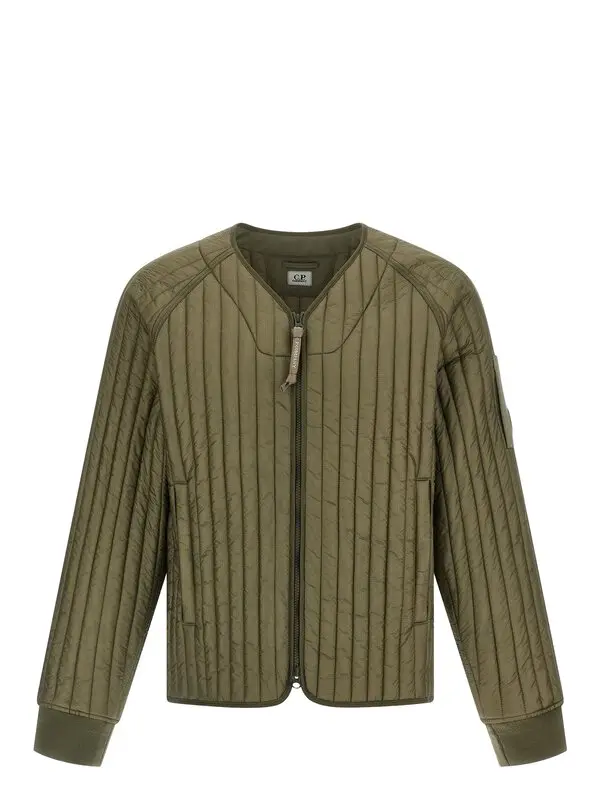 C.P. COMPANY Ribbed Down Jacket With Lens Detail - Green
