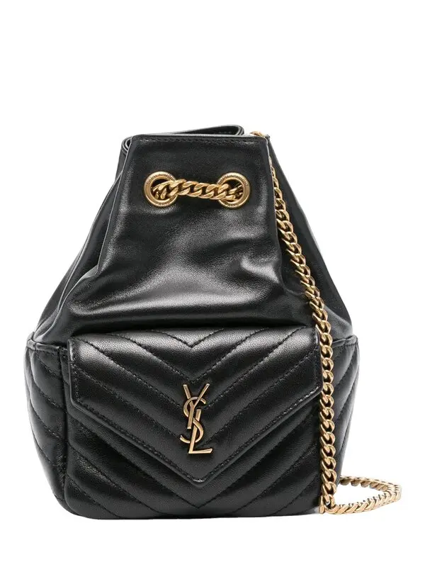 Saint Laurent Mini Joe Bucket Bag With Chain Strap - Black