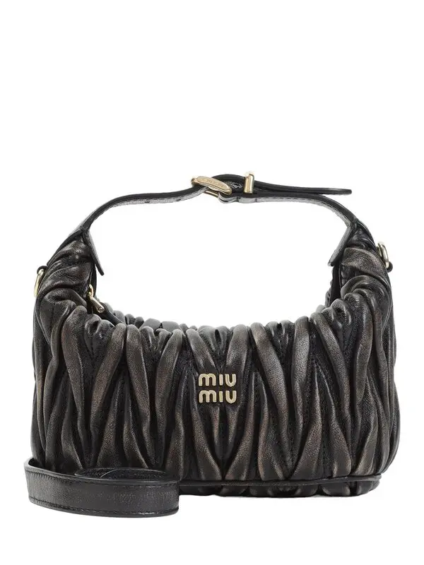 Miu Miu Lamb Leather Mini Bag With Gold Tone Hardware - Brown