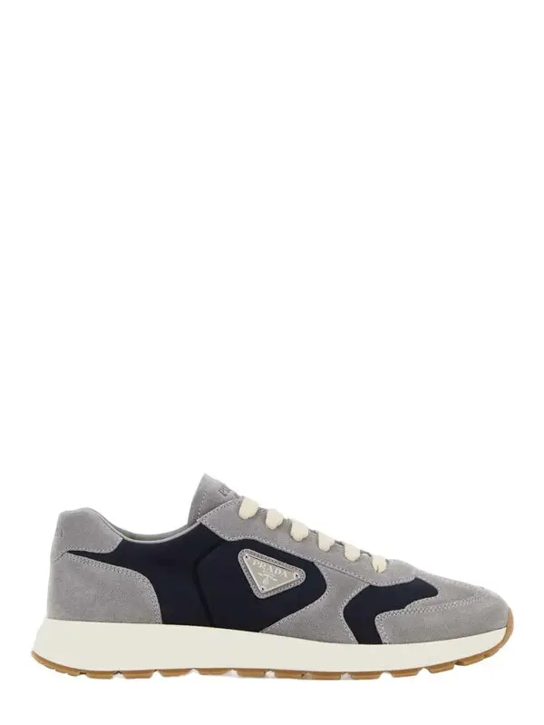 Prada Lace-up Suede And Nylon Sneakers - Gray