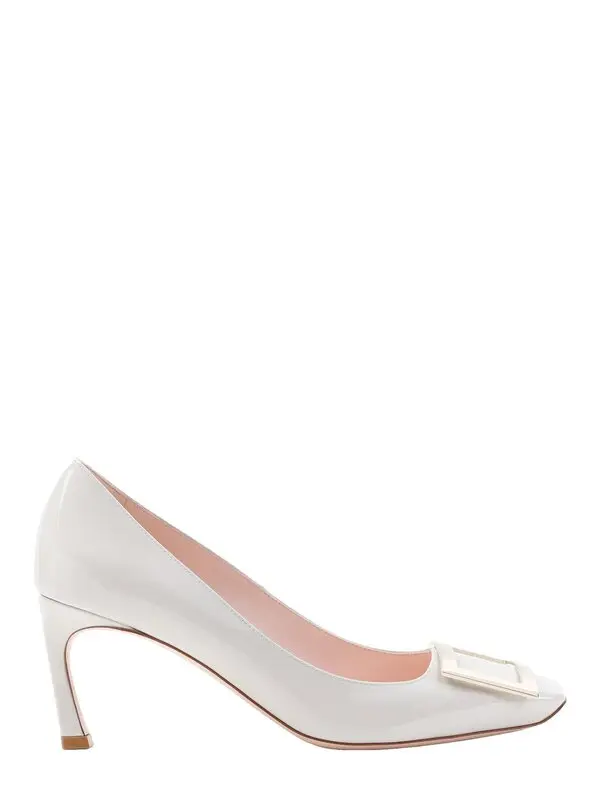 ROGER VIVIER Belle Trompette Pumps In White Patent Leather - Gray