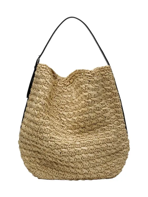 TOTEME Raffia Tote Bag With Belt Detail - Cream