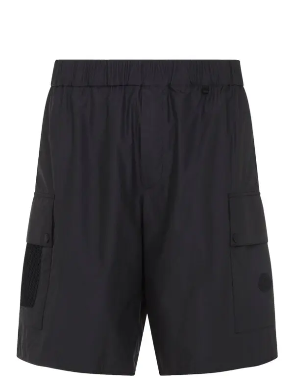Moncler Polyester Cargo Shorts With Logo Detail - Black
