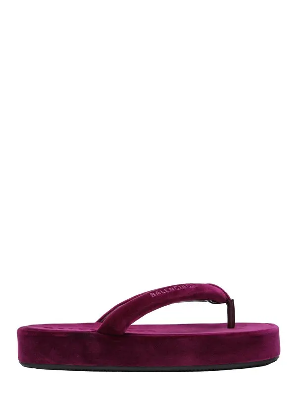 Balenciaga Jet Lag Stretch Velvet Flip-flops - Purple