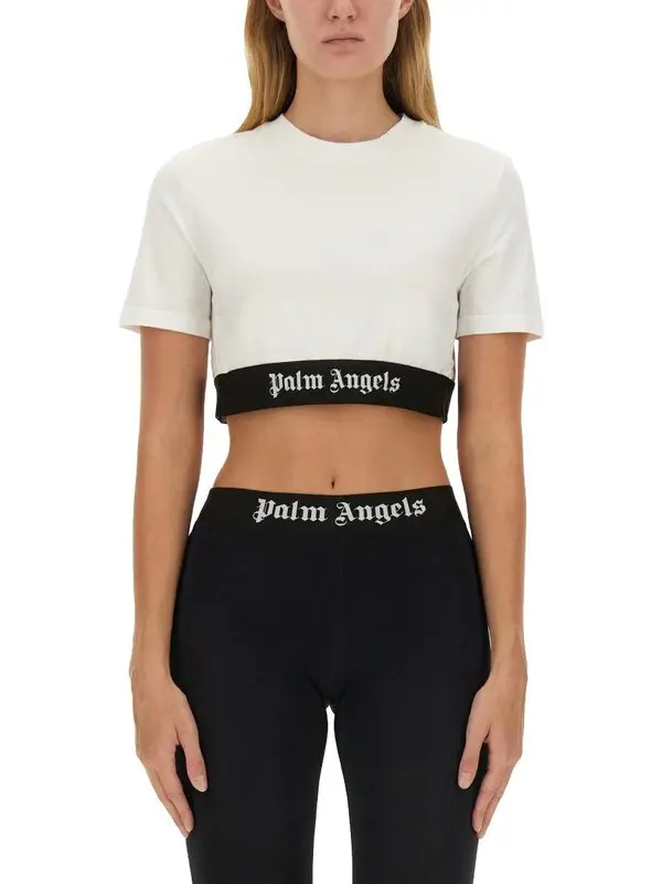 Palm Angels Cropped Cotton T-shirt - White
