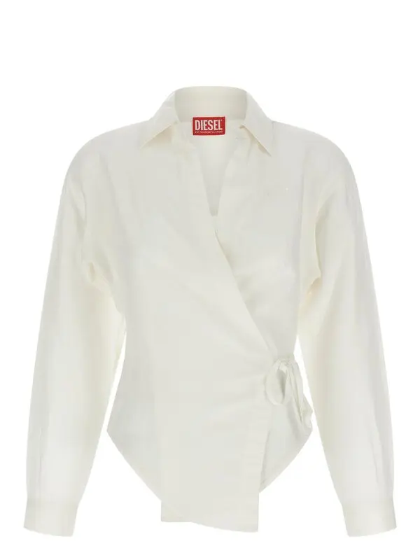 DIESEL® C-delphos-s3 Modal Blend Viscose And Garment-dyed Linen Shirt - White