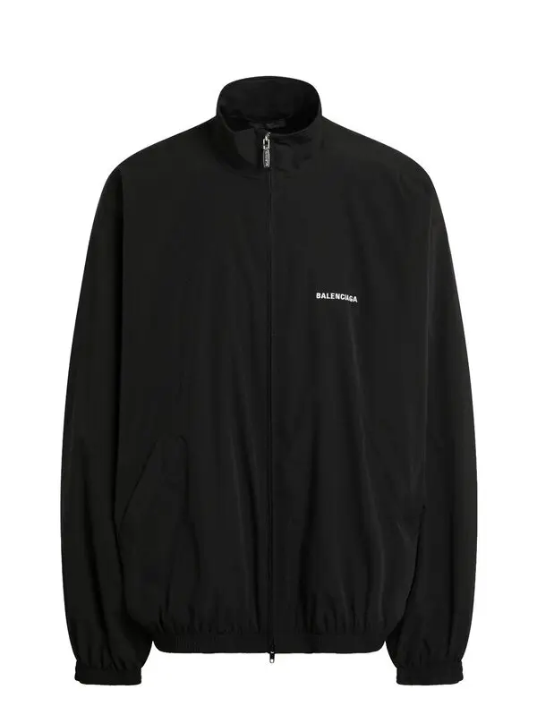 Balenciaga Technical Zip-up Sweatshirt With Embroidered Logo - Black