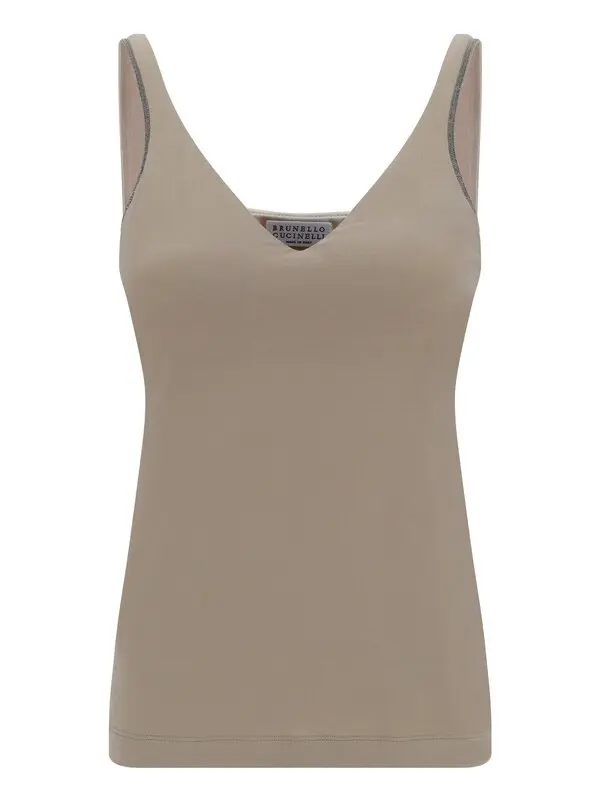 Brunello Cucinelli Sleeveless Embellished Top - Cream