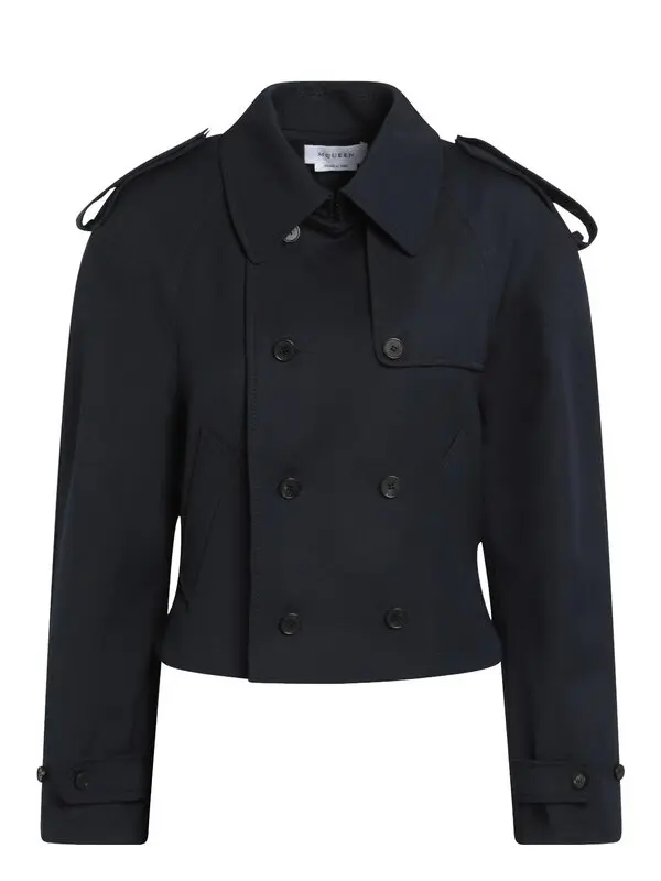 Alexander McQueen Navy Double-breasted Wool Jacket - Blue