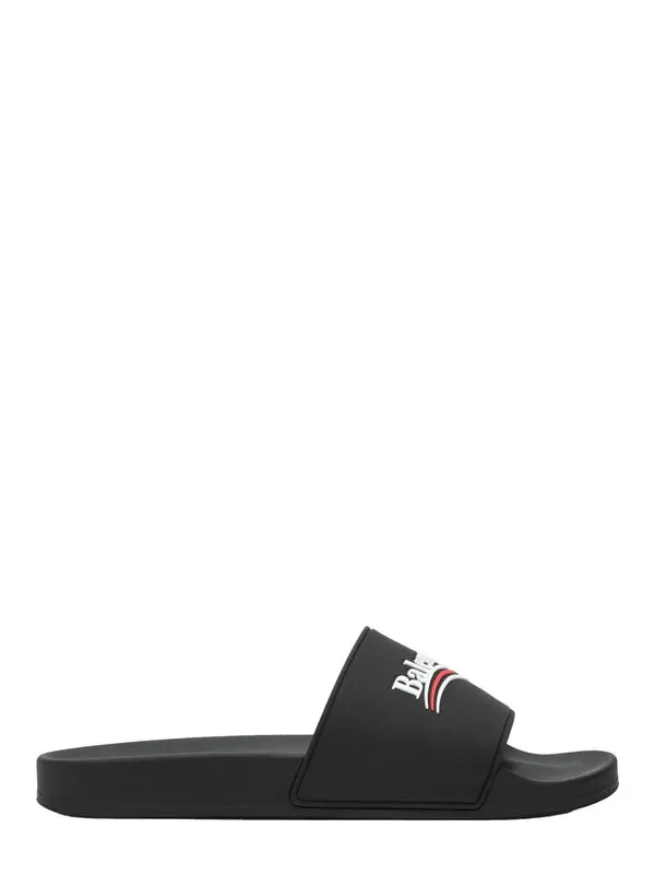 Balenciaga Rubber Pool Slide Sandals - Black