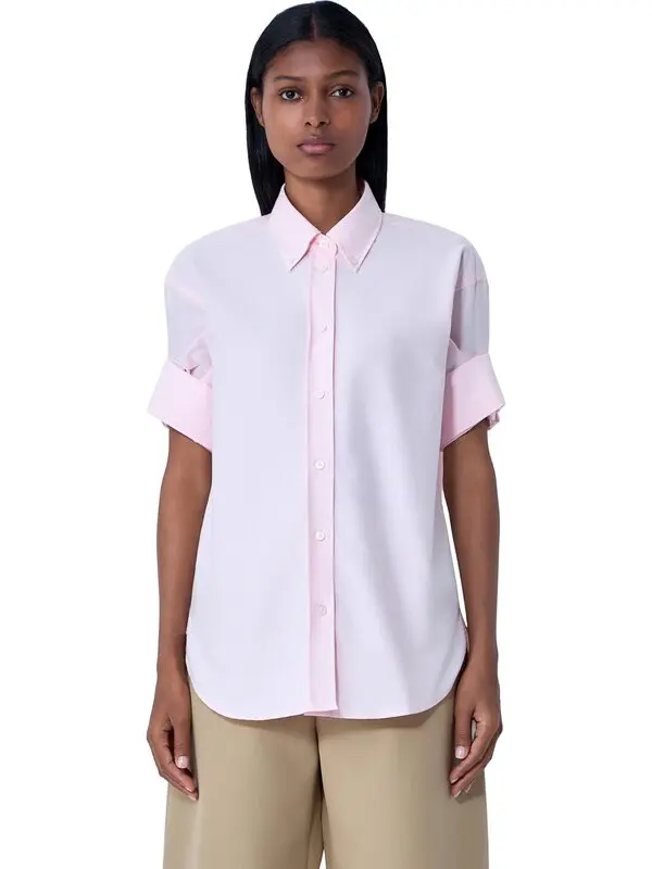 Acne Studios Short Sleeve Button-down Shirt In Cotton Poplin - Pink