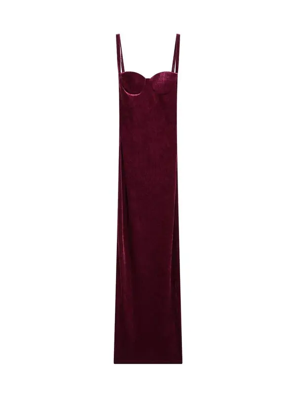 Balenciaga Long Velvet Dress - Red