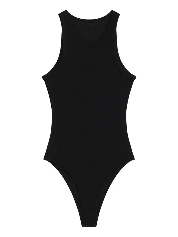 Alaïa Sleeveless Ribbed Bodysuit - Black