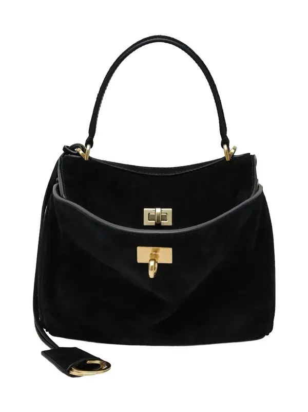Balenciaga Rodeo Mini Handbag In Calf Suede - Black
