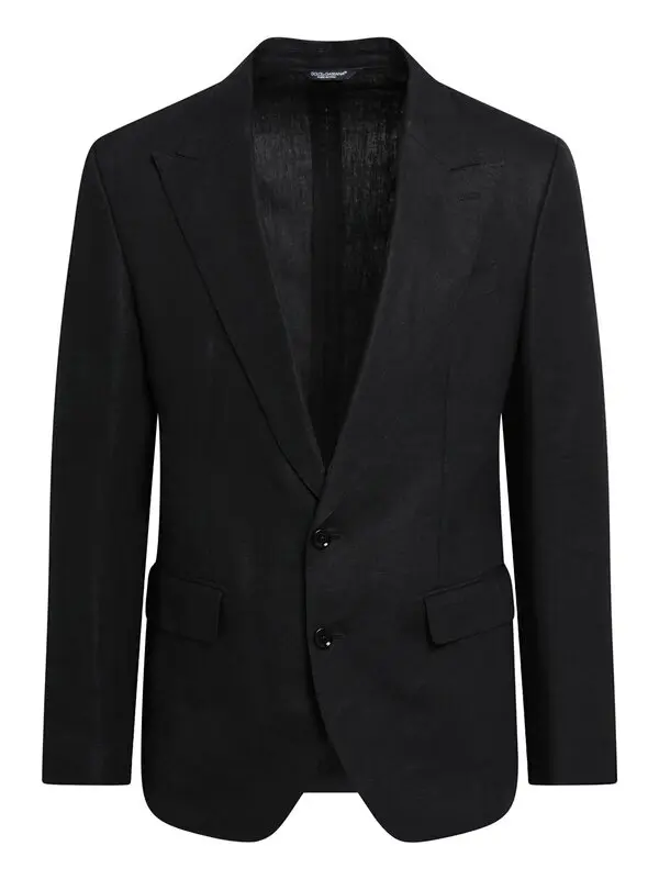 Dolce & Gabbana Single-breasted Linen Canvas Jacket - Black