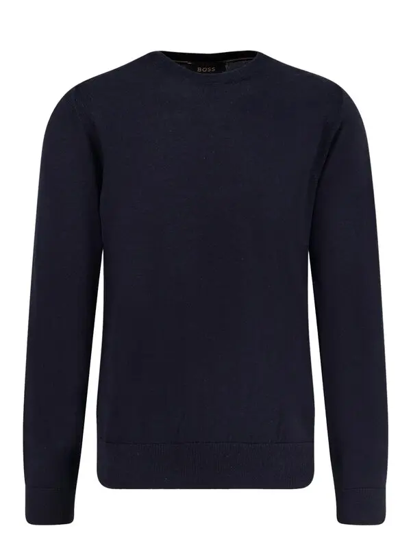 BOSS Wool, Silk, And Cashmere Crew Neck Sweater - Blue