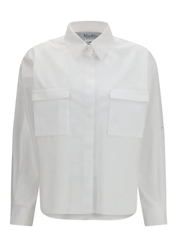 Max Mara Cotton Shirt With Classic Collar And Pockets - White