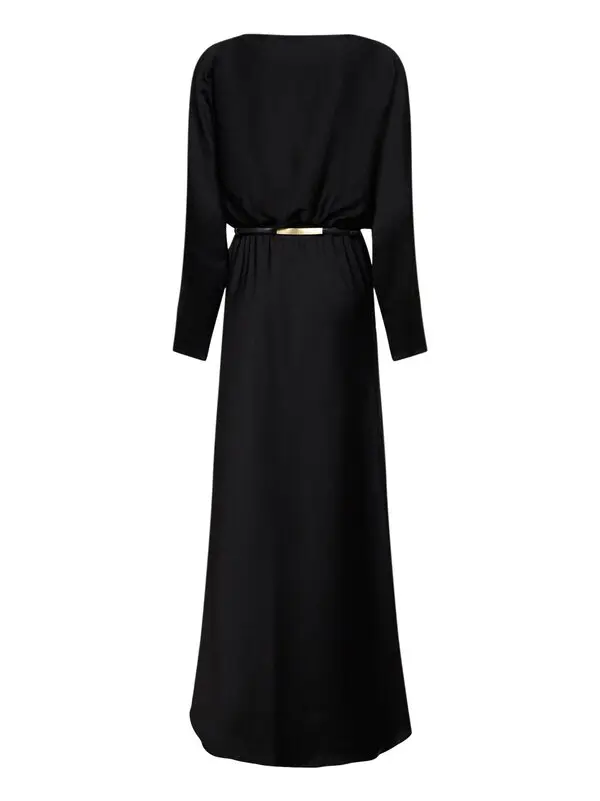 Max Mara Black Long Sleeve Belted Dress - Multicolor