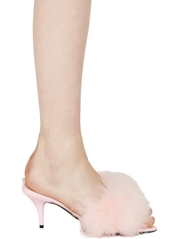 Balenciaga Boudoir Feather-trimmed Stiletto Heel Sandals - Pink