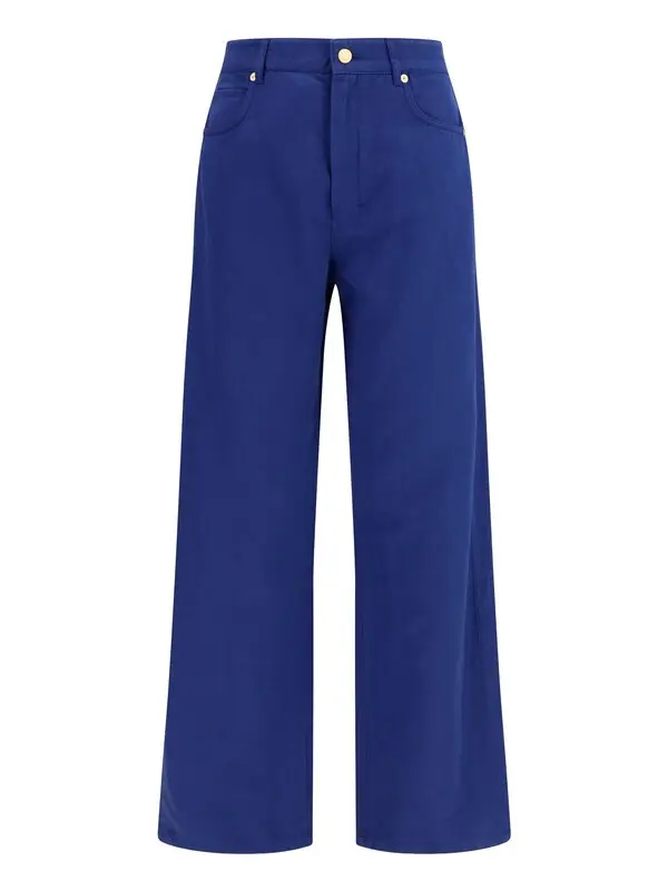 Max Mara Cotton And Linen Blend Straight Leg Pants - Blue