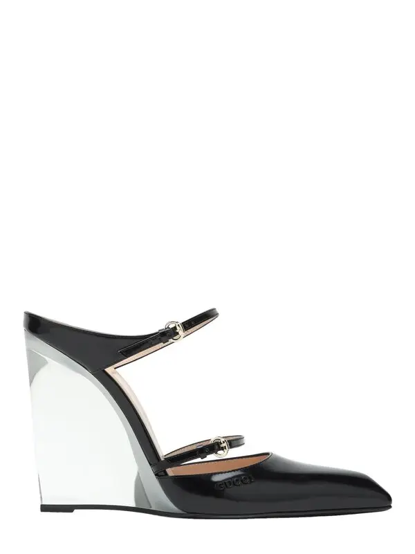Gucci Sabots With Transparent Wedge - Black
