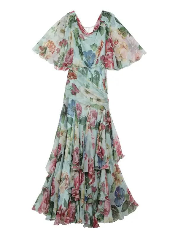 Dolce & Gabbana Long Floral Chiffon Dress - Multicolor