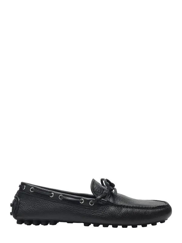 Prada Leather Loafers With Strap - Black