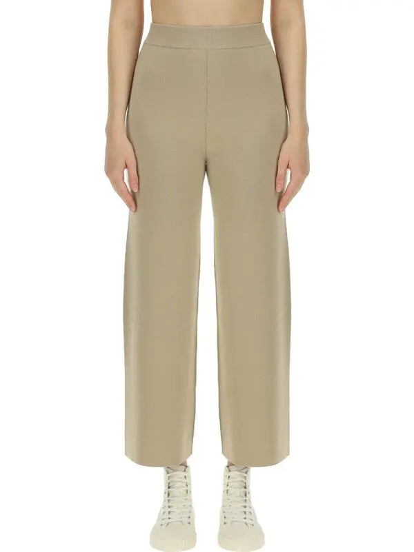 Kenzo Cropped Wool Pants With Logo - Cream