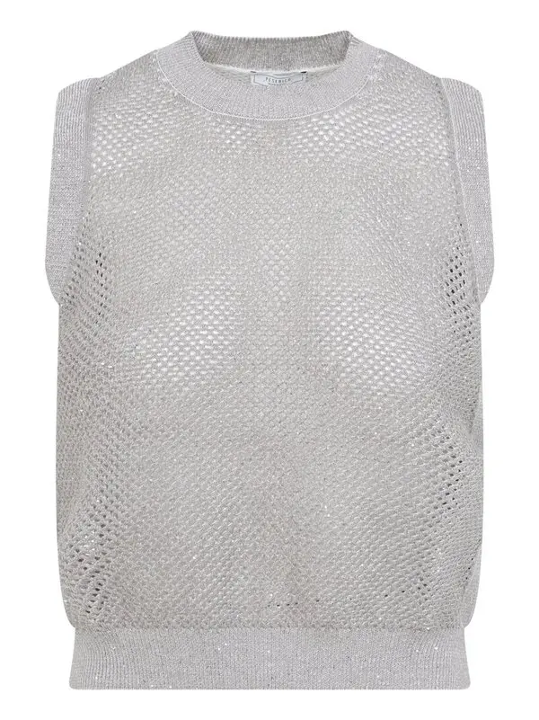 Peserico Metallic Knit Gilet - White
