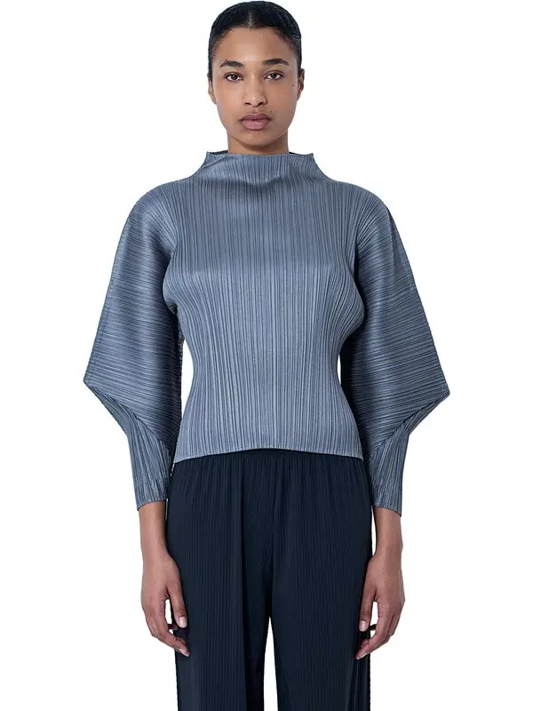 Issey Miyake High-neck Sculptural Sleeve Top - Gray