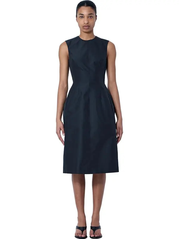 JIL SANDER Sleeveless Structured Midi Dress - Black