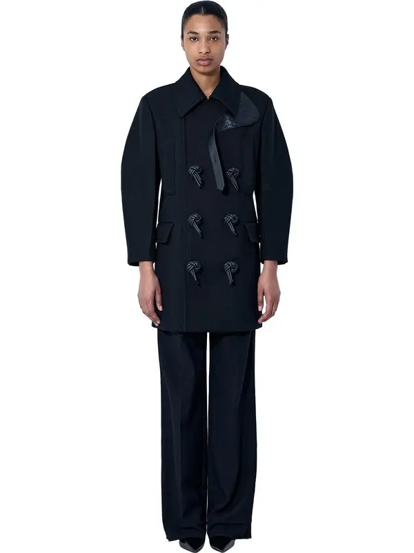 Bottega Veneta Double-breasted Coat With Knot Detail - Black